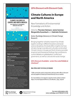 Neues Buch „Climate Cultures in Europe and North America: New Formations of Environmental ...